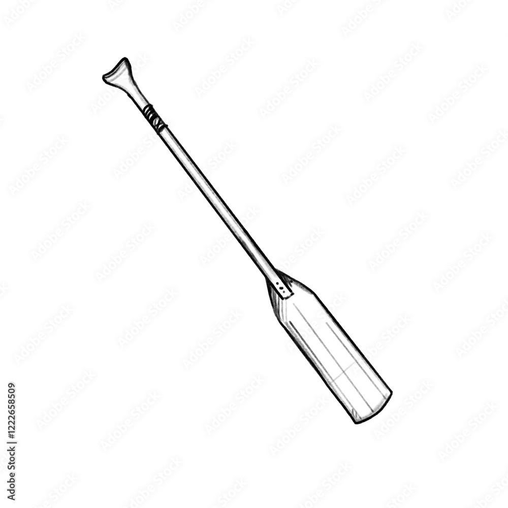 Rudder, Oar, hand-drawn pencil drawing, illustration, black ...
