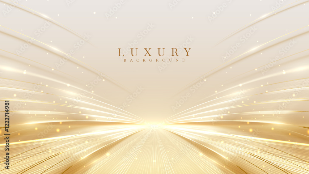 Elegant gold stage backdrop design decorated with glow and bokeh effect ...
