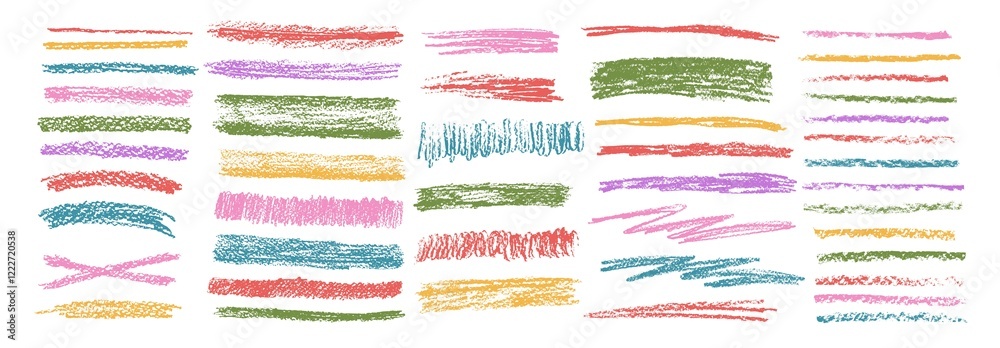 Crayon underline set. Pencil scribble lines pack. Vector hand drawn ...