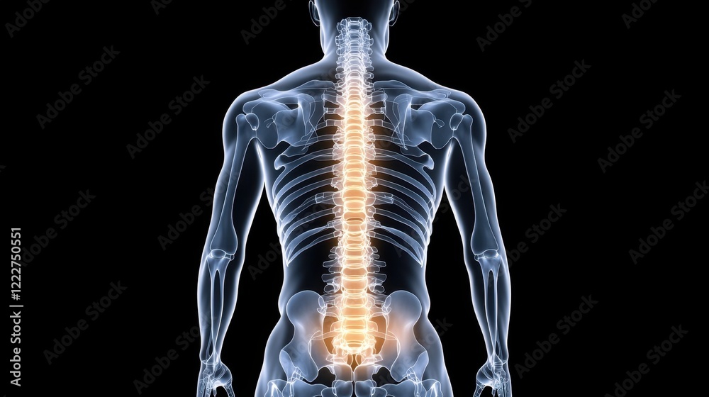 Human Anatomy Illustration of Spine and Vertebral Column Structures ...