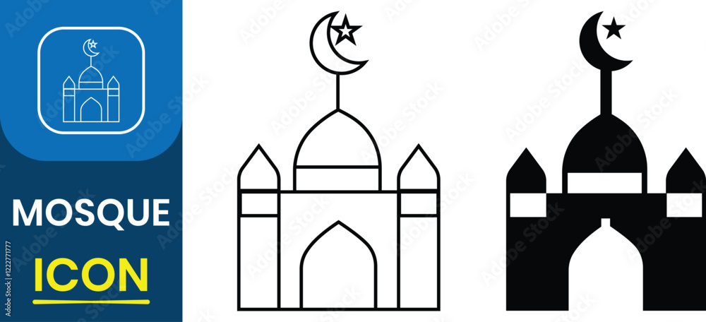 Mosque icon. Muslim mosque flat icons. Symbol of a masjid sign, Islamic ...