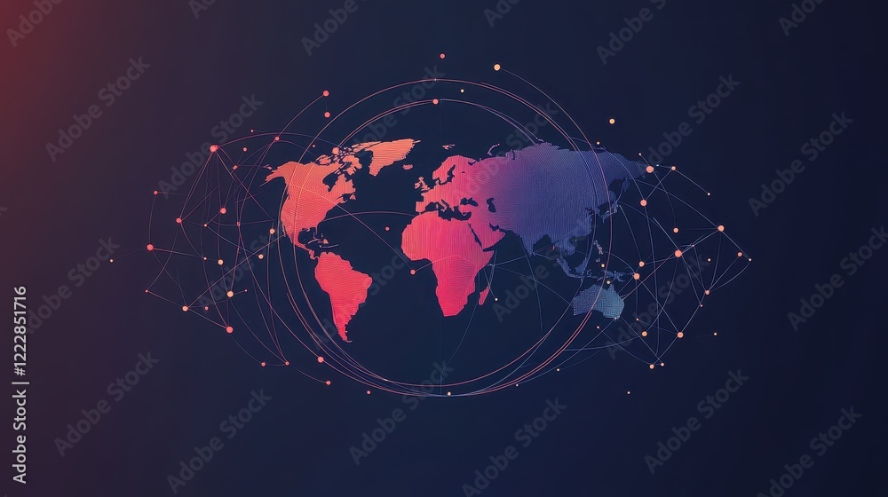 logistics network flat design front view global trade animation Split-complementary color scheme ...
