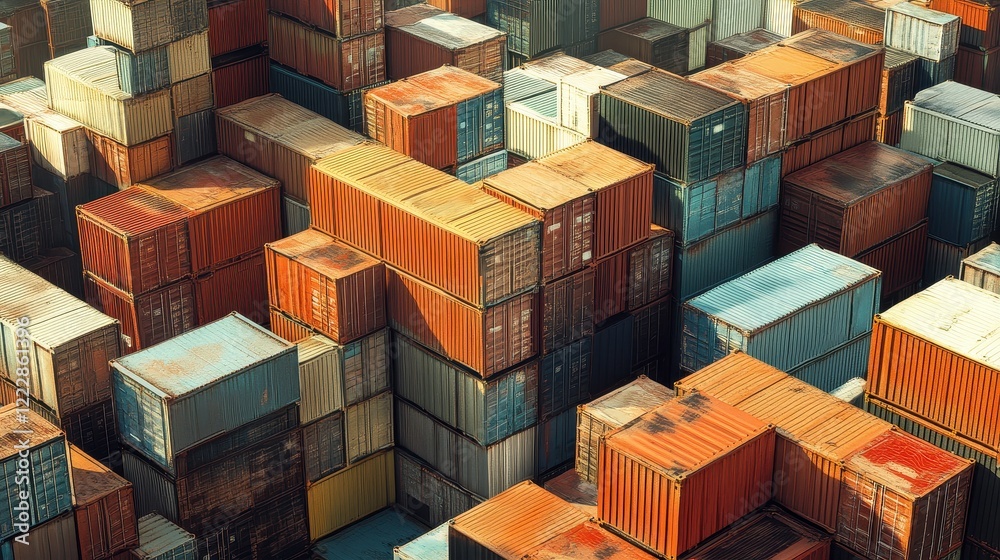 Shipping containers, interconnected world map, 3D illustration. Stock ...