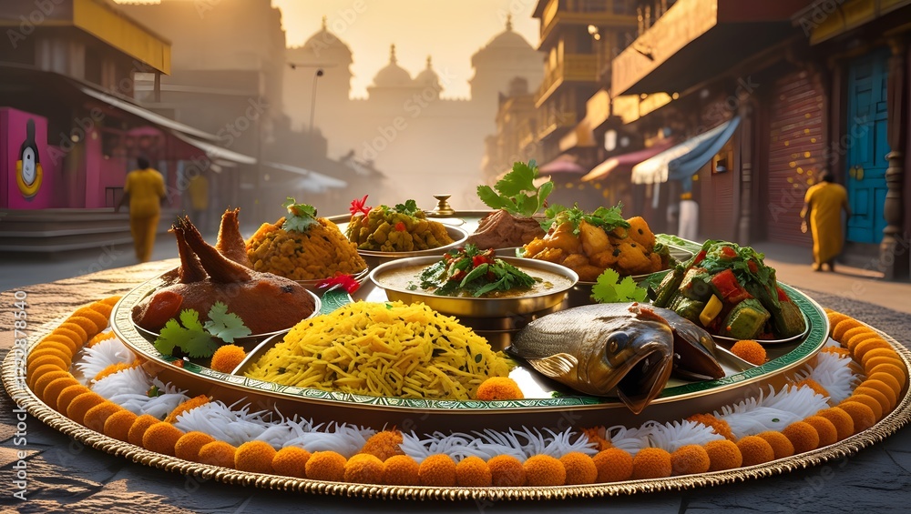 Traditional Bengali cuisine and food meal thali of West Bengal, India ...