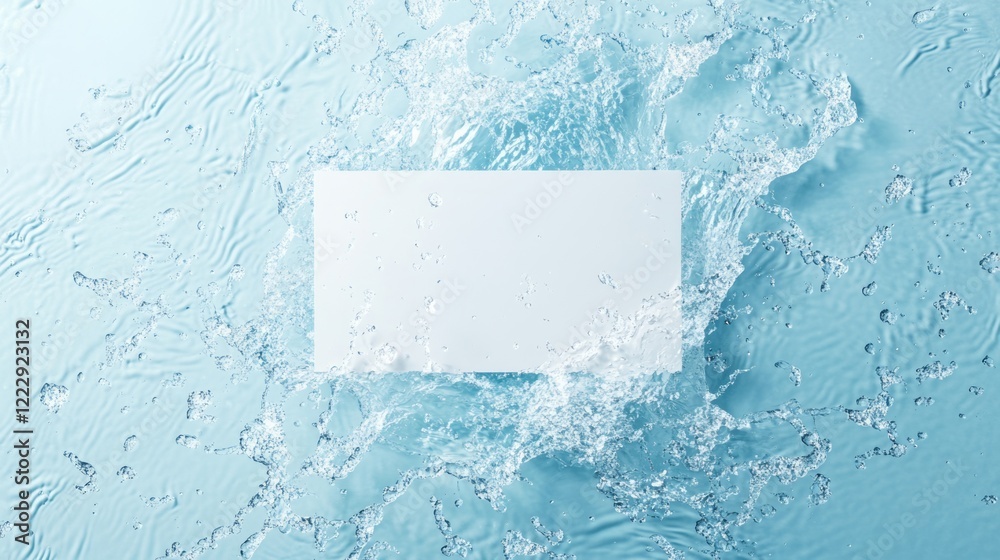 Clean Water Splash Background with Minimalist A4 Flyer Mockup in Azure ...
