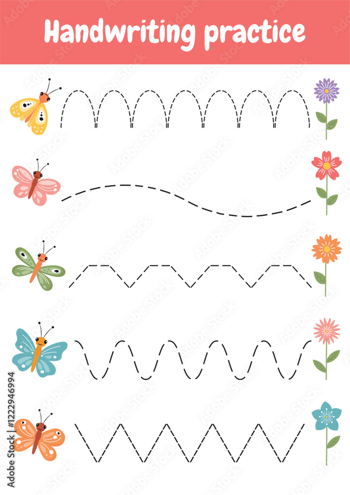 Tracing lines, handwriting training worksheet for kids. Writing ...