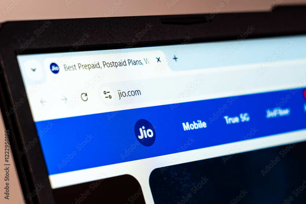 New York, USA - January 20, 2025: Jio website showcasing mobile network ...