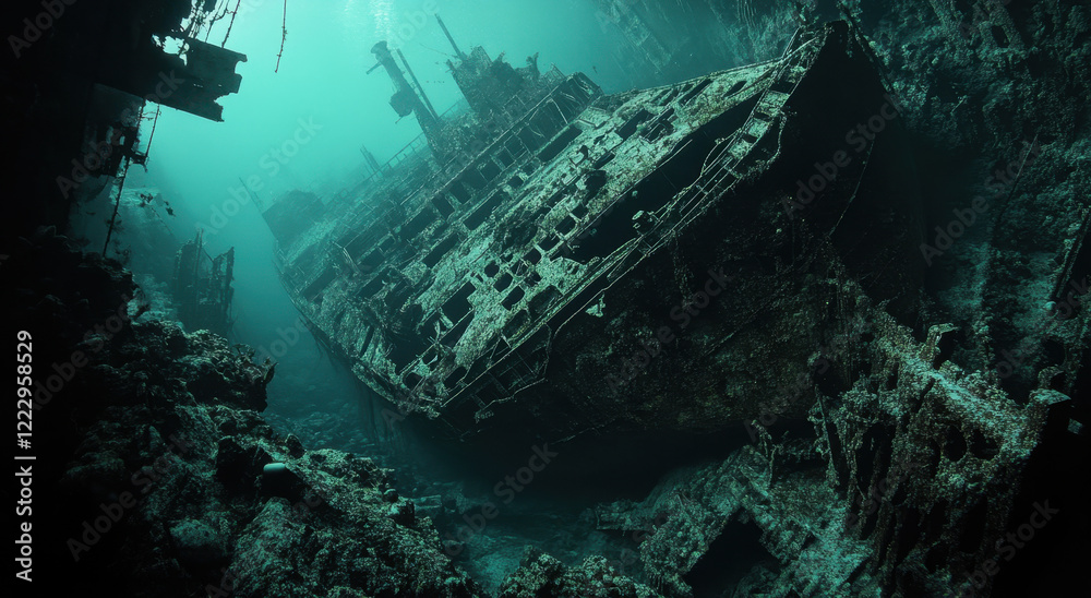 Sunken warship lies on the seabed of the Arabian Sea, revealing scars ...