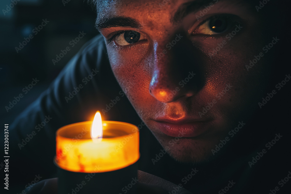 Moody selfie captures flickering candlelight revealing deep contrasts ...