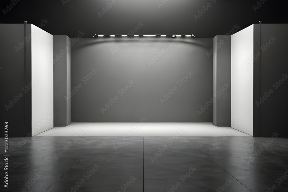 Abstract gray background. Grey gradient background blank trade show ...