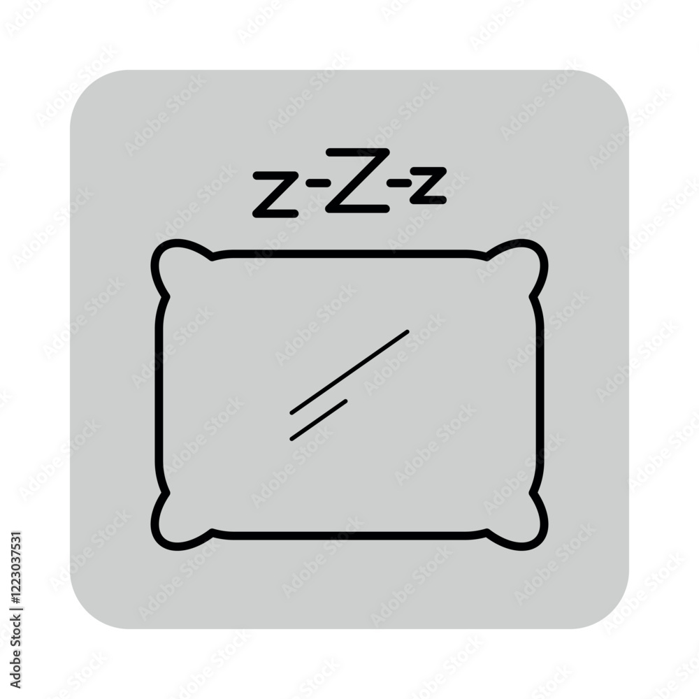 Simple line drawing of pillow and symbol indicating sleep. Importance ...