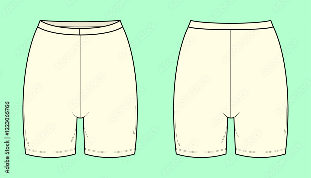 Underwear boxer fashion flat sketch outline technical drawing ...