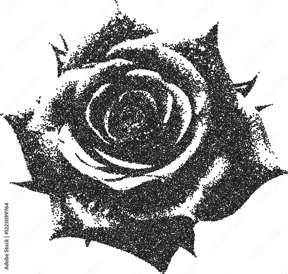 Rose vintage y2k stipple art, skull halftone stipple brutalist retro ...