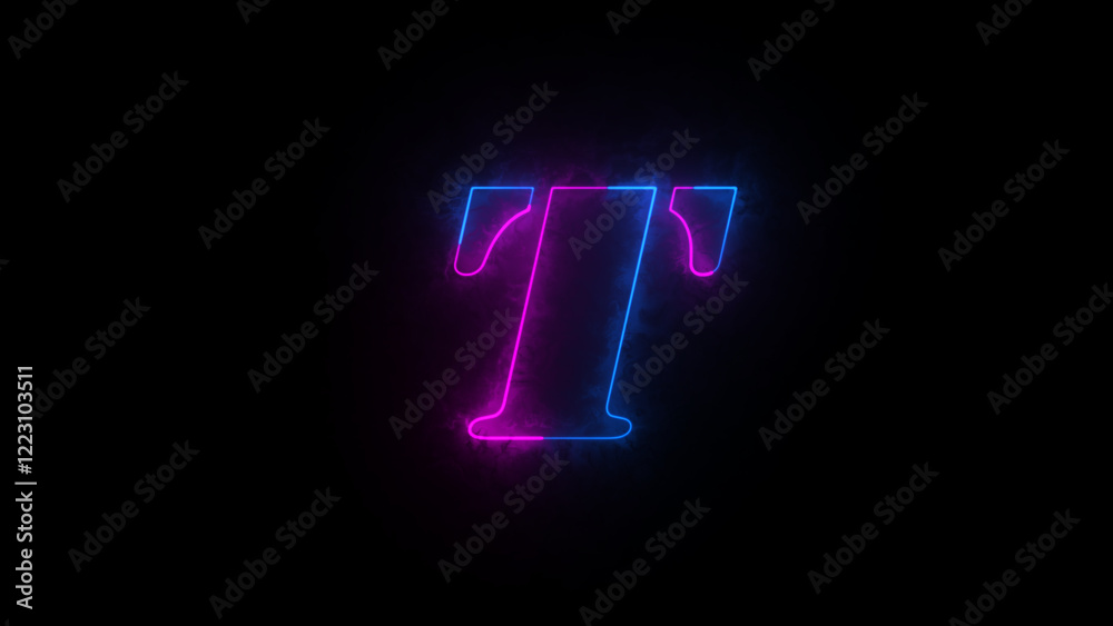 Letters of English alphabet on black background. Bright teal glass ...