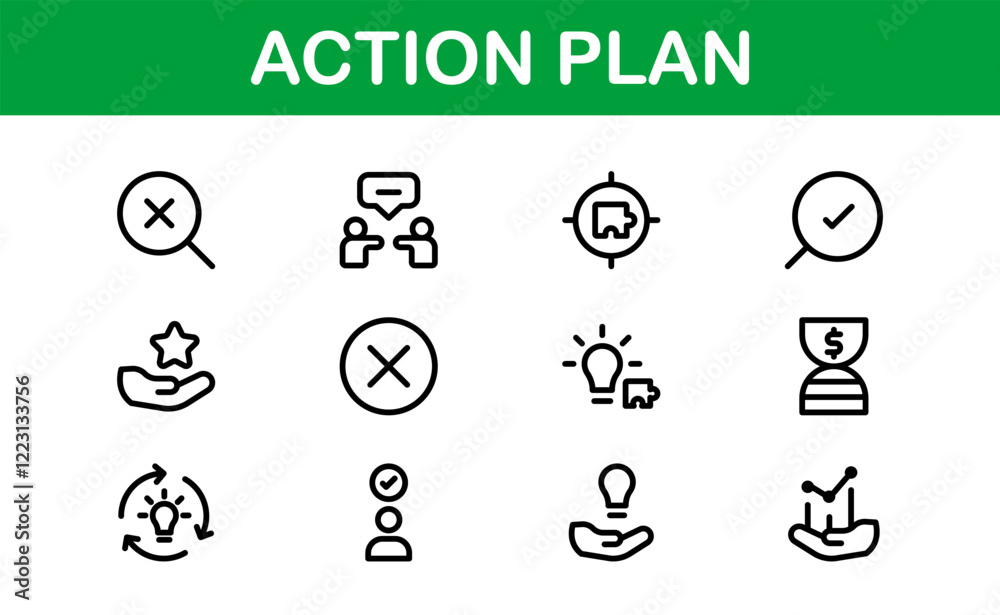 Action Plan Icon Set. Clean, Professional Graphics for Workflow ...