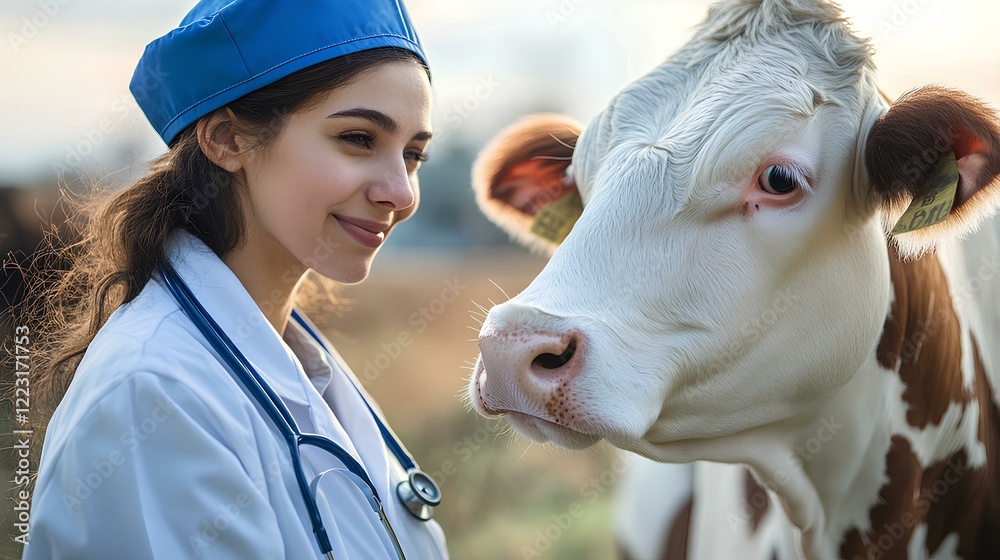 Concept vet love for profession and animals livestock industry. Young ...