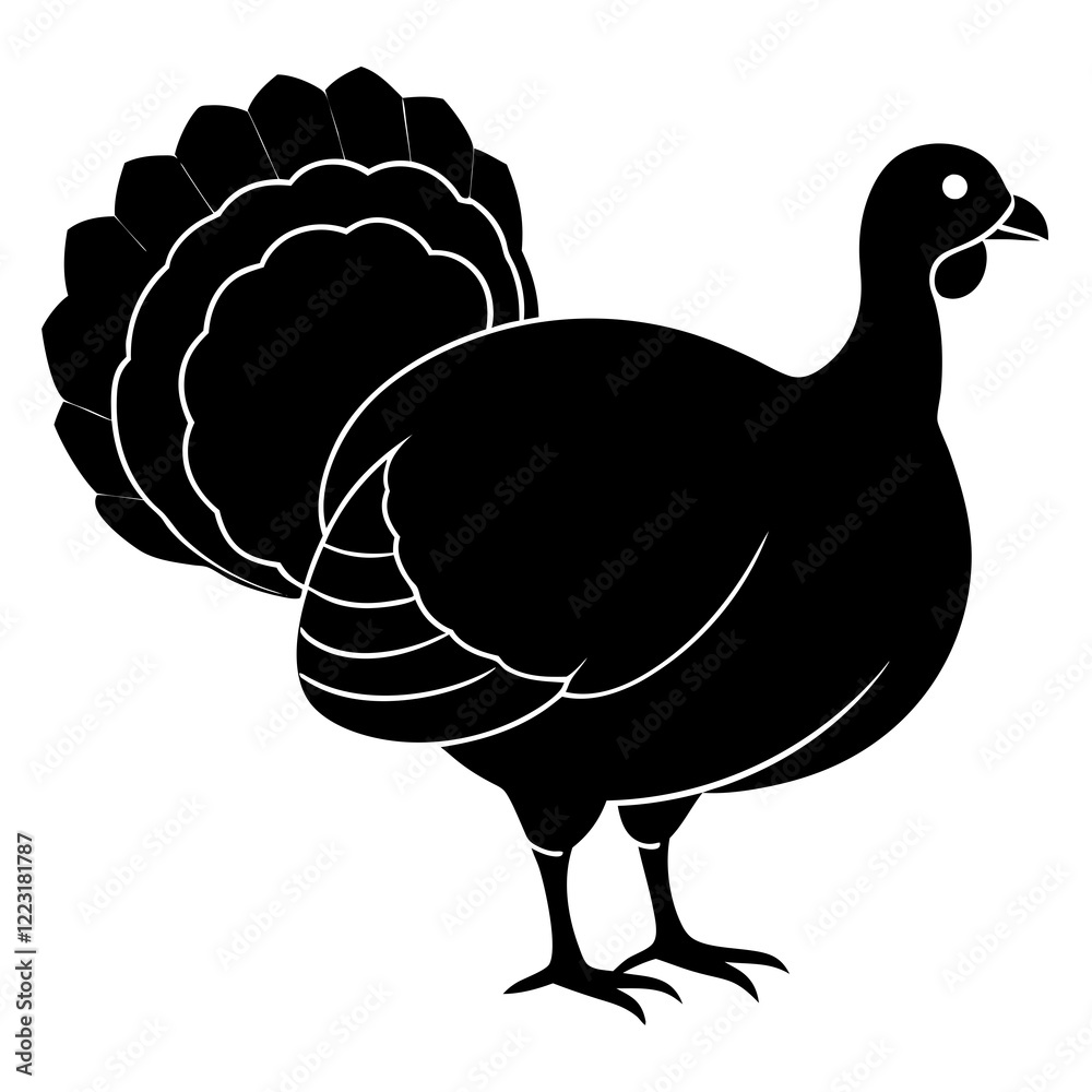 Cute Silhouette of a Turkey line art vector cartoon illustration Stock ...