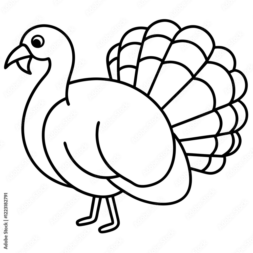 Cute Silhouette of a Turkey line art vector cartoon illustration Stock ...