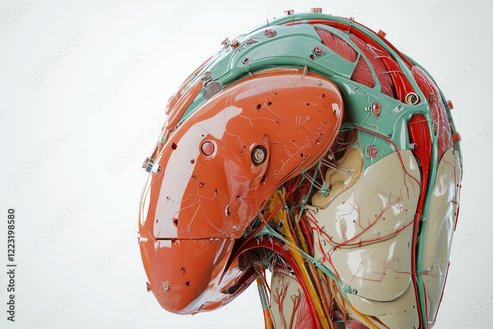 Ilustración de Stock Anatomical model, dissected head, colorful layers ...