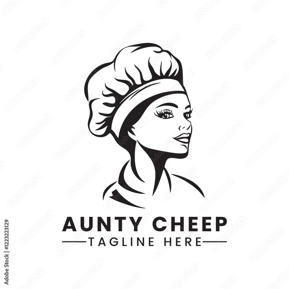 Aunty female chef profile silhouette vector logo design Stock Vector ...