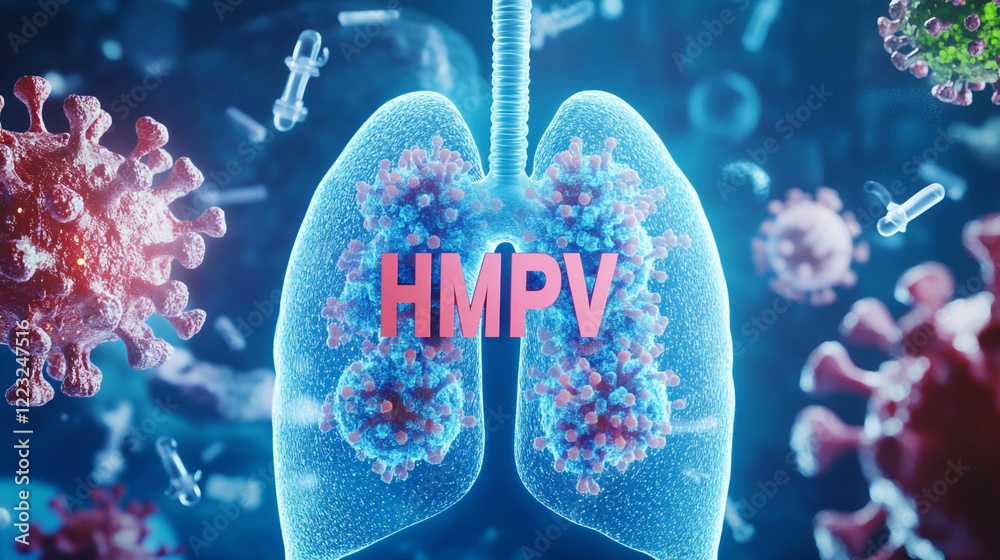 recently break out hmpv virus, showcasing intricate viral details of ...