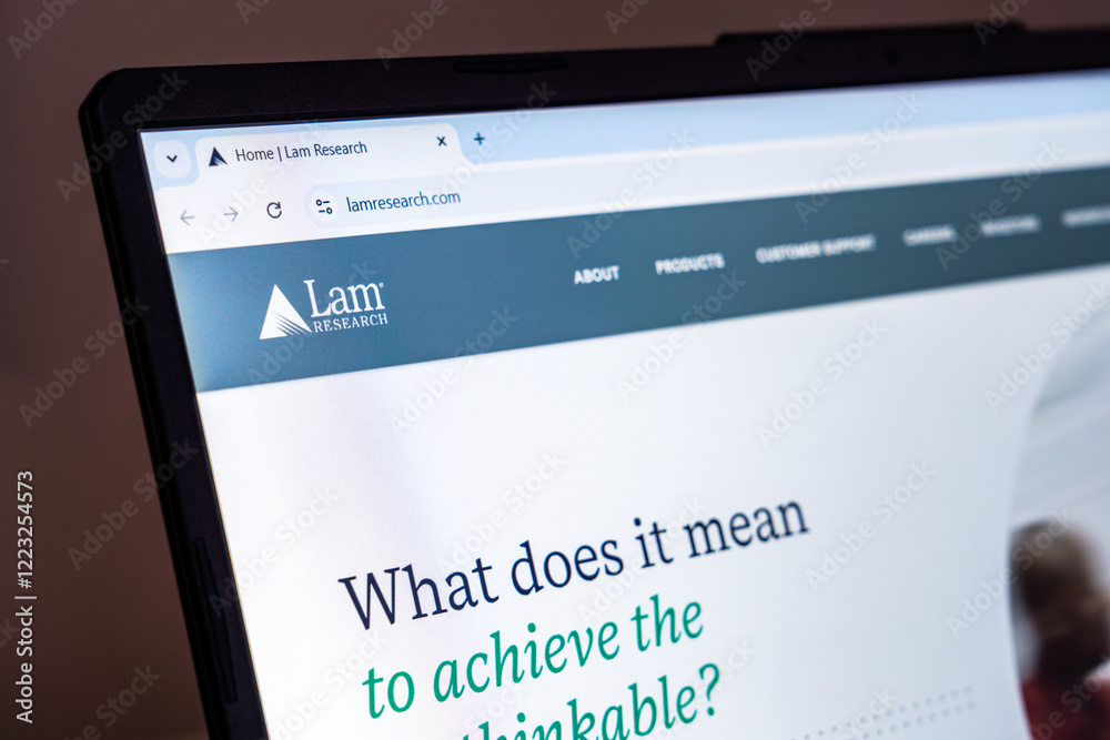 New York, USA - January 22, 2025: Lam Research website displayed on ...