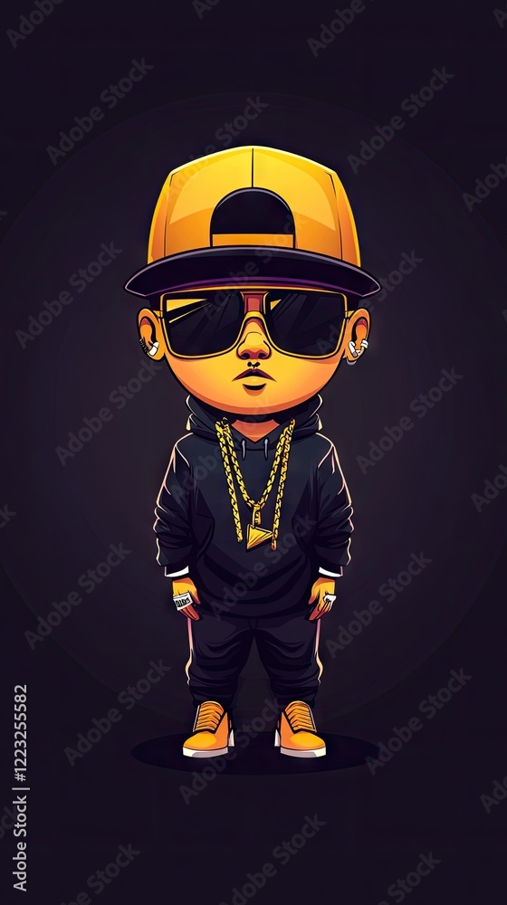 Cool rapper avatar, dark background, music, hip hop style, profile pic ...