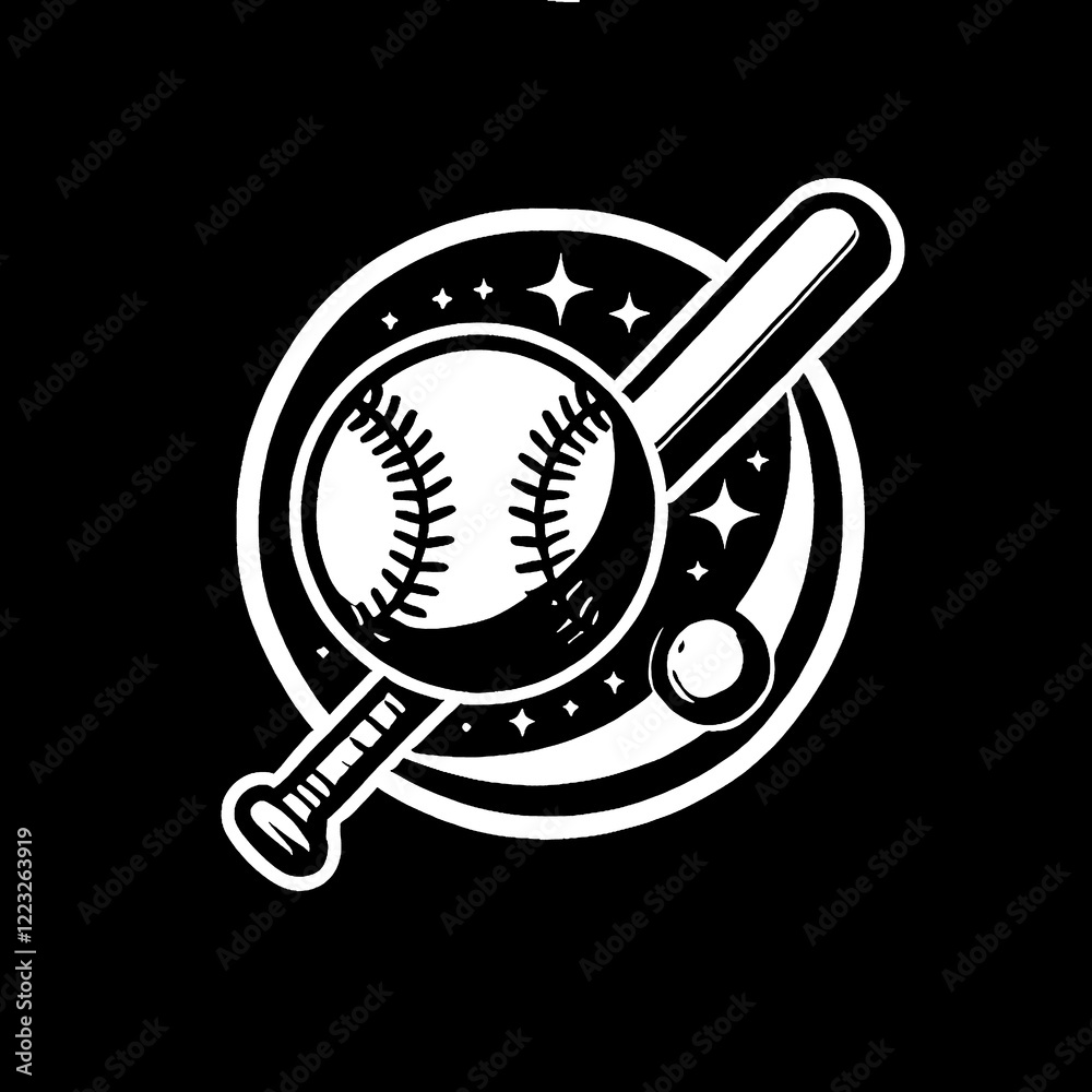 softball black and white vector, illustration, image, icon, wallpaper, art, design, graphic ...
