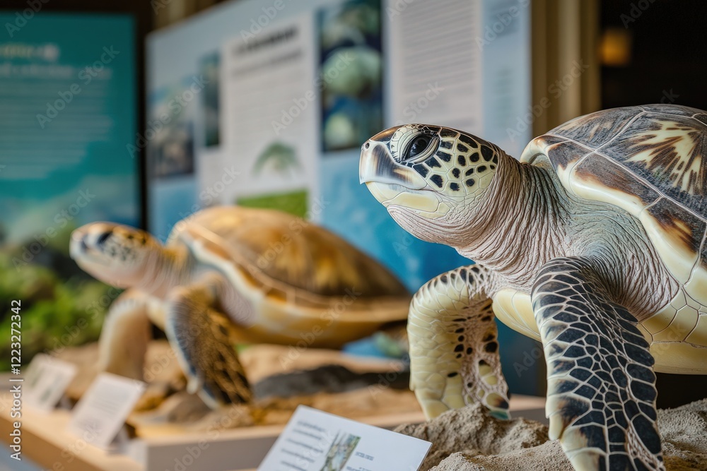 An educational conservation display showcasing life-sized sea turtle ...