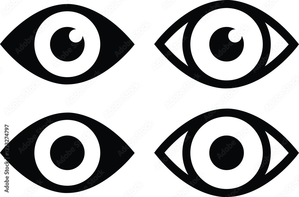 Eye icon in flat line set. Eyesight symbol vector for apps or website ...
