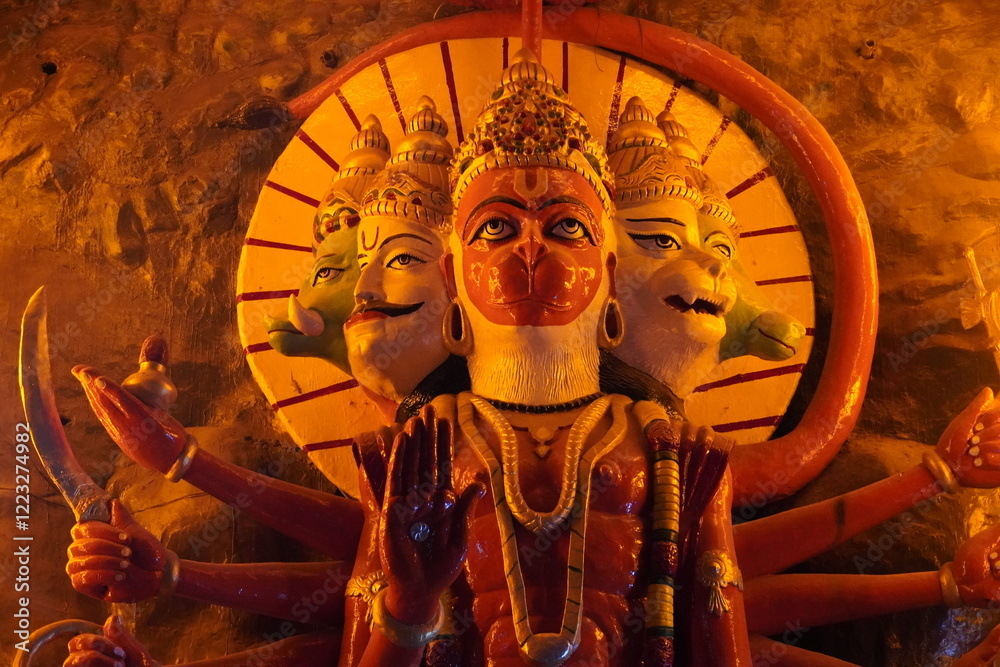 Panch Mukhi Hanuman, Lord Hanuman in his five-faced (Panchmukhi) Stock ...