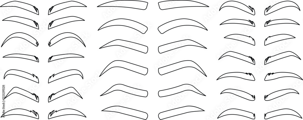 Eyebrows shaping icons in line set. different style male and female ...