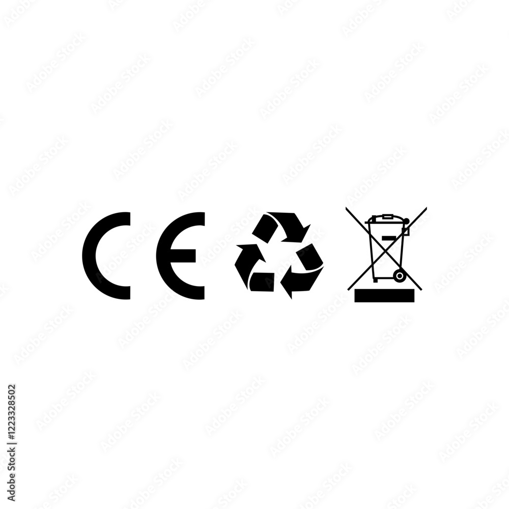 CE marking vector, do not throw in the trash icon, recycle sign Stock ...