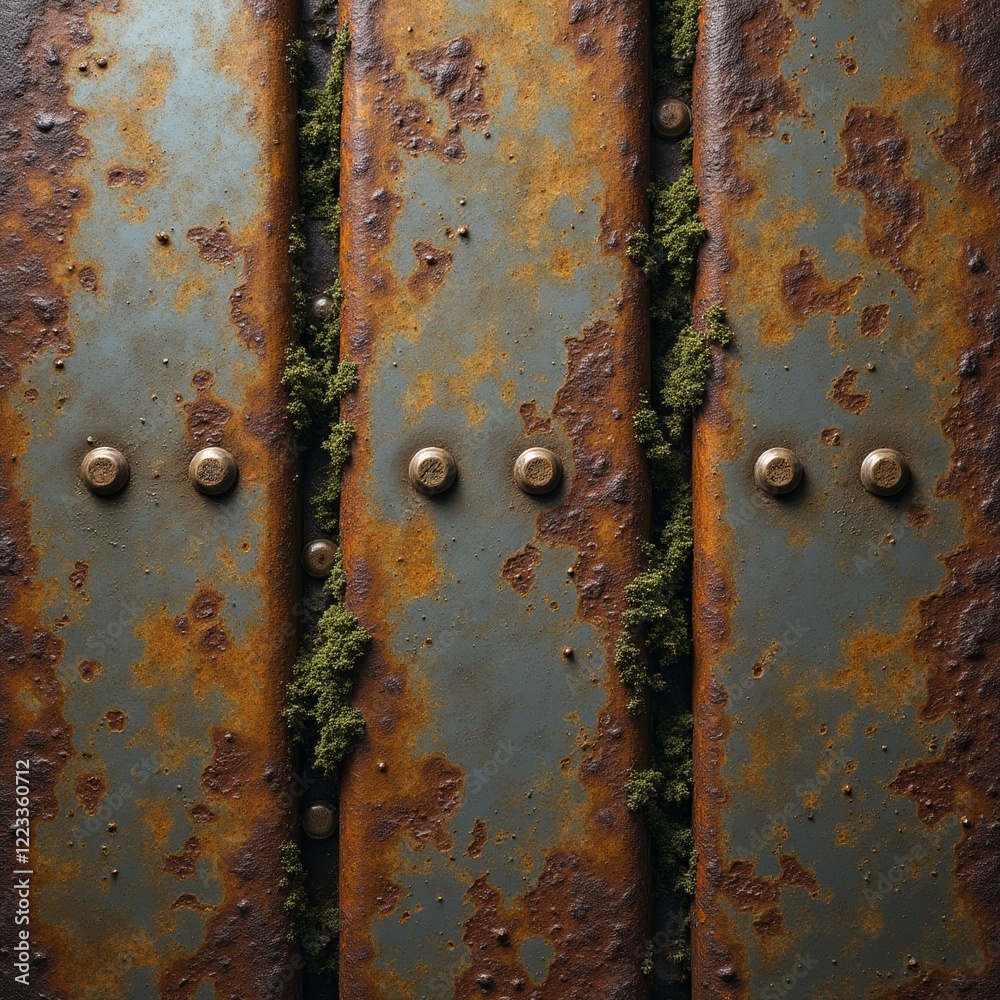 Realistic detailed metal texture with elements of rust and light fungal ...