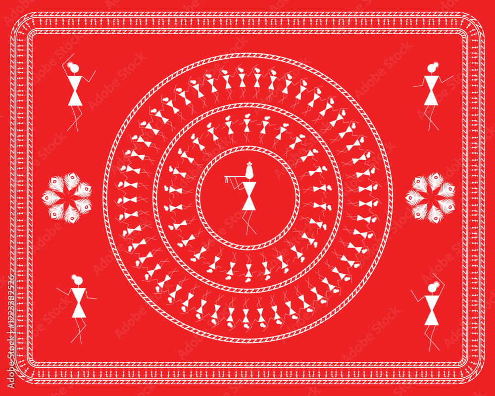 Image vectorielle Stock Warli Painting: A Glimpse of the Divine Love of ...