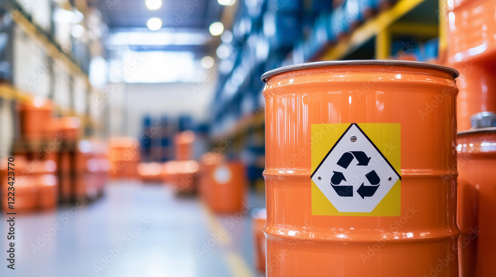 A warning label on a chemical barrel containing dimethylbutane ...