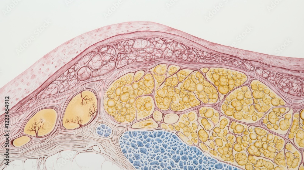 A clean and precise scientific diagram of skin anatomy, highlighting ...