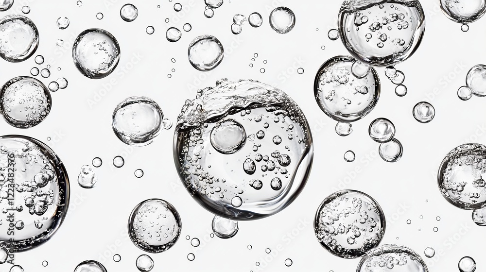 Water drops, air bubbles underwater in soda, fizzy drink isolated on ...
