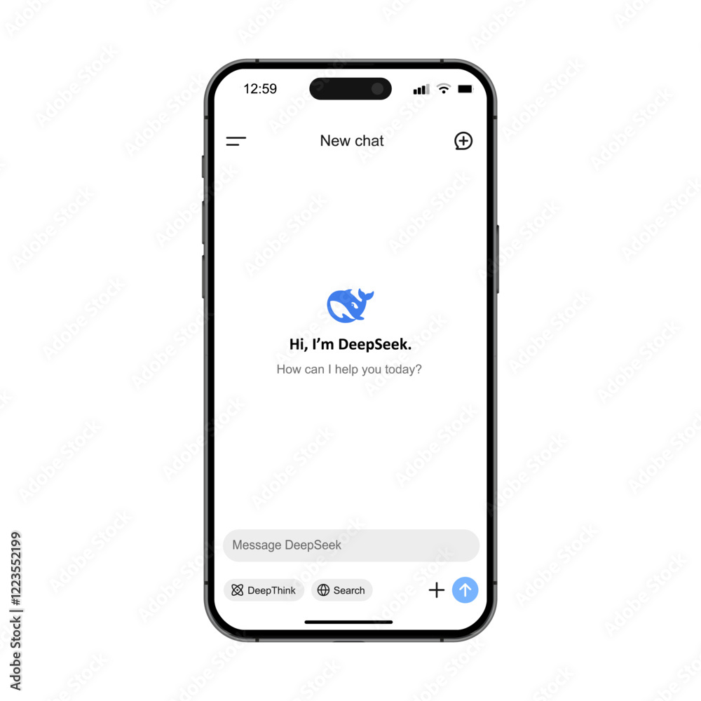 DeepSeek AI app chat on the smartphone. Concept for a new chinese AI ...