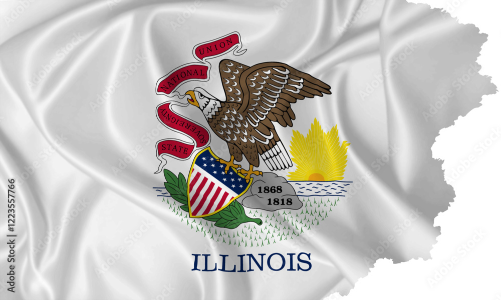 State of Illinois flag vector with torn edges on a transparent ...