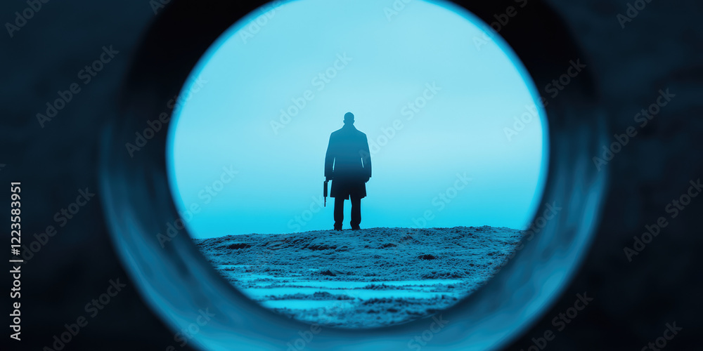 The business man at the center of the sniper crosshairs scope ...