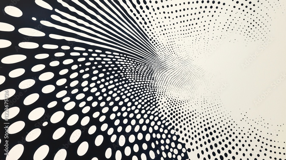 Radial halftone pattern with black and white gradients for retro ...