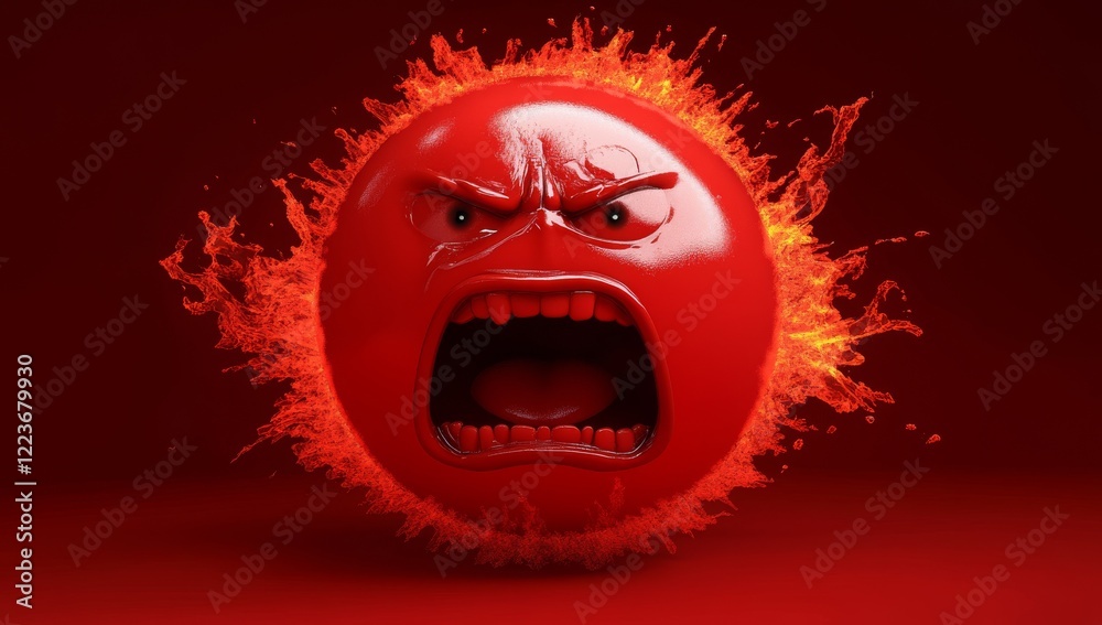 4K HD wallpapers depicting an angry emoji with fiery molten veins ...