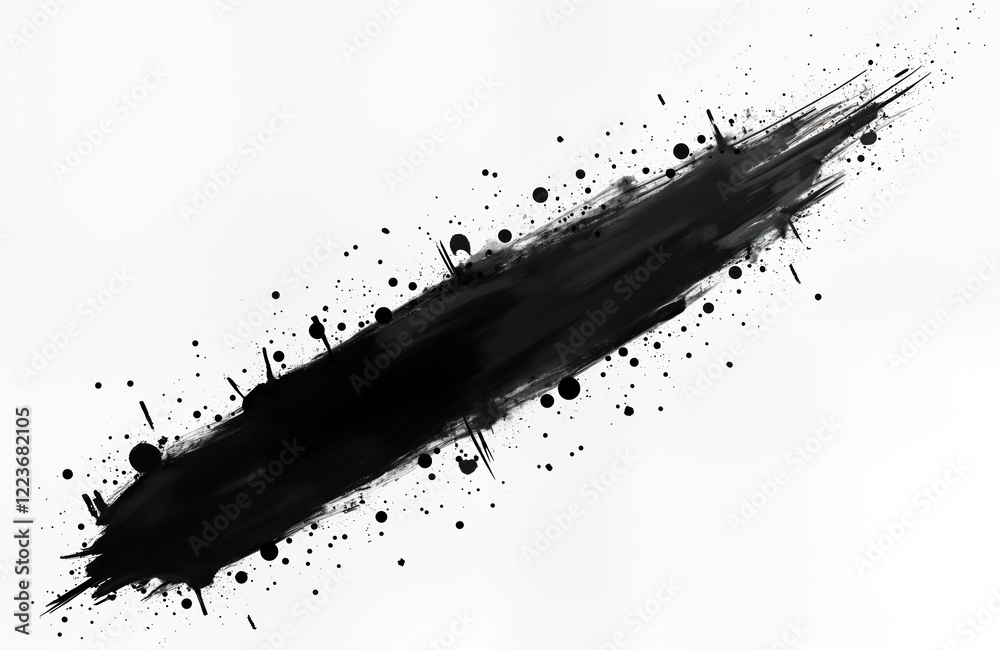 Abstract black ink splatter art illustration. Japanese style paint ...