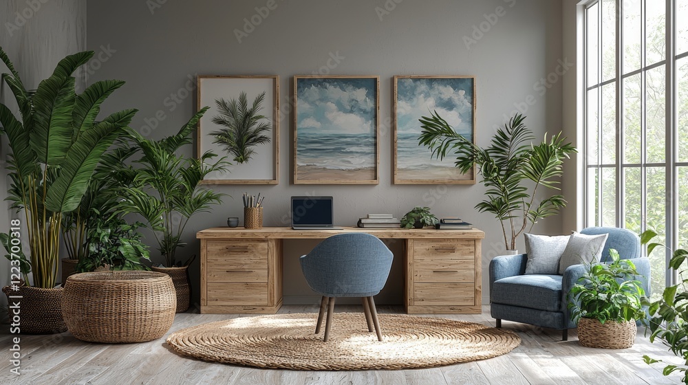 Scenic Online ocean room webinar Zoom meeting interior home office ...