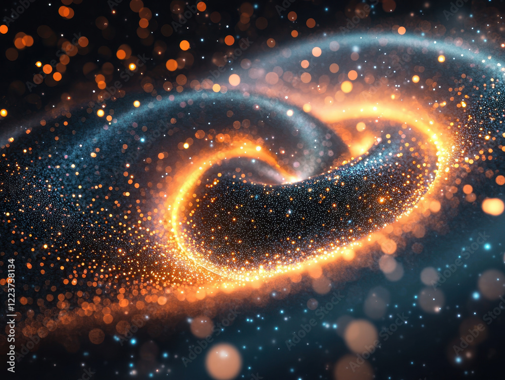 Artistic visualization of a quantum computing process showcasing glowing entangled qubit chains ...