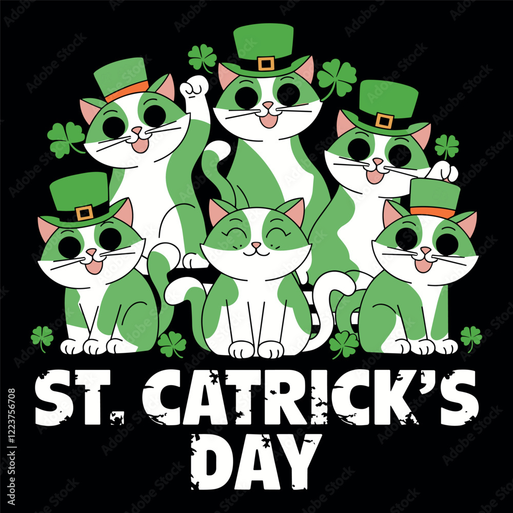 St Patricks Catricks Day Cats Stock Vector | Adobe Stock