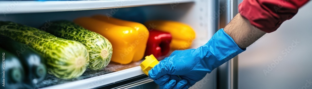 Maintaining Peak Hygiene Kitchen Staff Cleaning Commercial Refrigerator ...