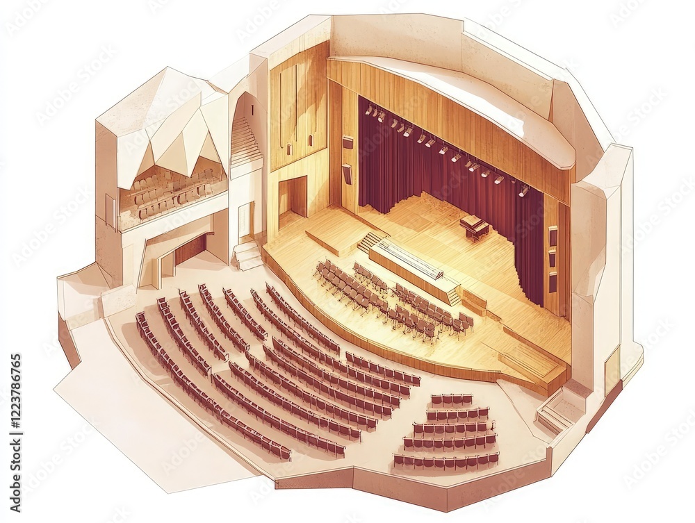 Architectural Design of a Modern Concert Hall Interior Isometric View ...