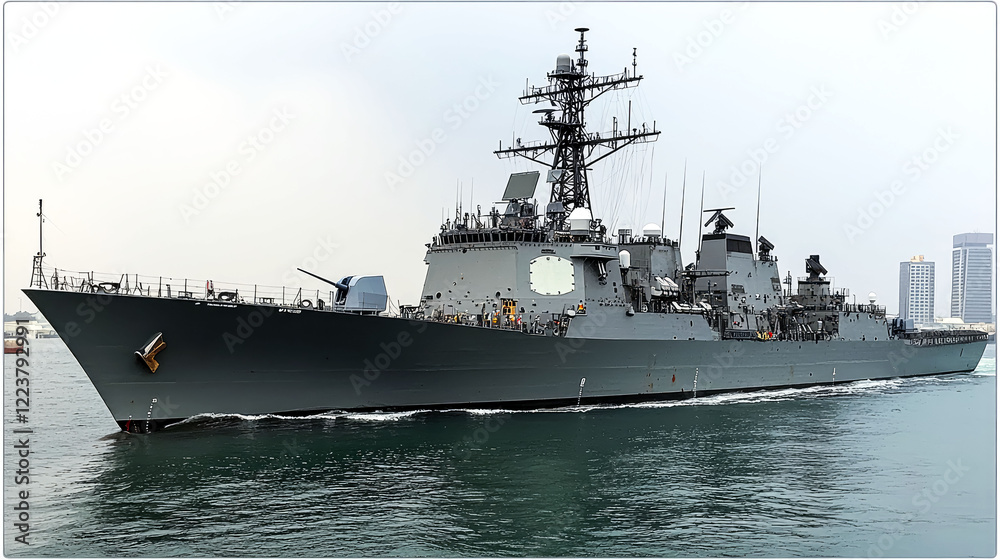 Mighty Naval Destroyer at Sea: A Symbol of Maritime Power and Global ...